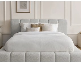 Světle šedá čalouněná dvoulůžková postel s úložným prostorem s roštem 180x200 cm Denali – Bobochic Paris