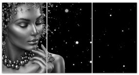Malvis ® Obraz žena stříbrné odstíny Velikost: třídílný obdélník - 150x100 cm