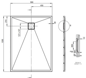 Aplomo Correo obdélníková sprchová vanička, šedá Rozměr vaničky: 140x90cm