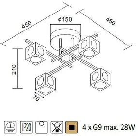 ACA DECOR Stropní svítidlo MARTINI max. 4x28W/G9/230V/IP20