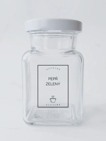 Samolepka na kořenky PEPŘ ZELENÝ průhledná 3 × 4 cm základní písmo