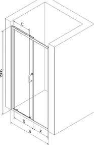 Mexen APIA sprchové posuvné dveře do otvoru 105cm, černá, 845-105-000-70-00