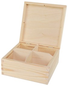 Dřevěná krabička na čaj s čtyřmi přihrádkami