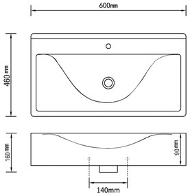 Luxusní obdélníkové keramické umyvadlo - černé | 60x46 cm
