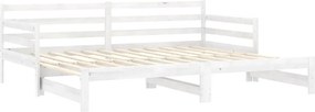 Výsuvná denní postel 2 × (90x200 cm) bílá masivní borové dřevo 3083660