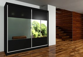 Skříň s posuvnými dveřmi a zrcadlem CELESTE, 200x216x61, černá