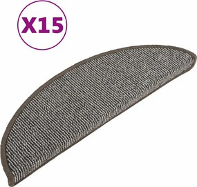 Schodové rohože 15 ks 56 x 17 x 3 cm šedé, půlkulaté 149846