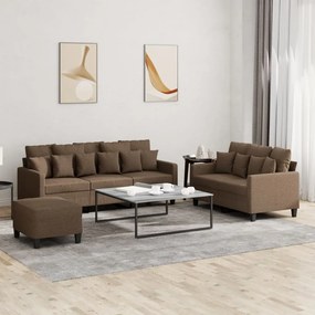 3dílná sedací souprava s poduškami hnědá textil 3201675