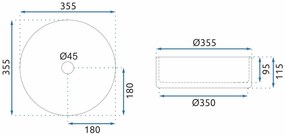 Skleněné umyvadlo na desku REA CRISTAL šedé