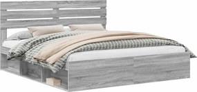 Rám postele Šedá Sonoma 200 x 200 cm Masivní borové dřevo 3411380