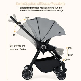 Costway Skládací kočárek s otočným sedadlem cestovní kočárek s nastavitelným