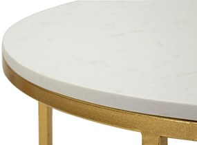 Designový konferenční stolek Bannister 90 cm bílý / zlatý
