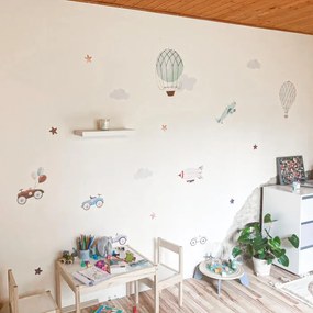 INSPIO Dětské samolepky na zeď - Old-school auta a balóny pro kluky