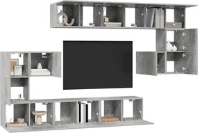 10dílný set TV skříněk betonově šedý kompozitní dřevo 3079144