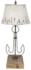 Krémová antik stolní lampa s kotvou a kovovým stínidlem – 35x79 cm