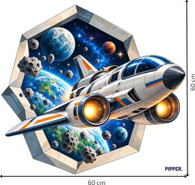 PIPPER. Raketa ve vesmíru – textilní samolepka na zeď