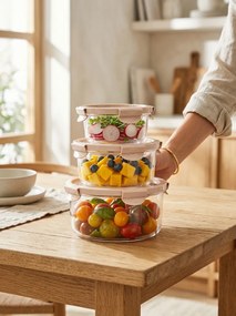 Sinsay - Nádoby na potraviny 3 ks - pastelová růžová