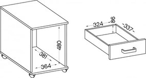 Pojízdný kancelářský kontejner Matylda 40 cm dub Artisan