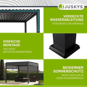 Juskys Lamelová pergola Tahiti 3 × 4 m s boční stěnou 4 m