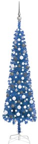 Úzký vánoční stromek s LED a sadou koulí modrý 180 cm,  3078118 HangarStore.cz