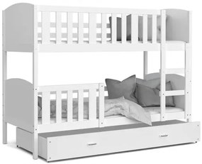 DOBRESNY Dětská patrová postel TAMI 90x200 cm s bílou konstrukcí v bílé barvě