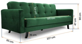 IDZ Rozkládací pohovka LISA, 227 cm Barva látky: PAROS 06 (Tmavá šedá)