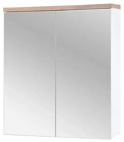 COMAD Závěsná skříňka se zrcadlem - BALI 840 white, šířka 60 cm, matná bílá/dub votan
