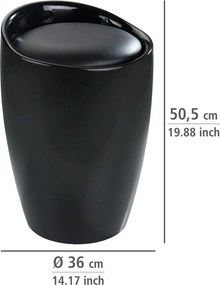 Koupelnový koš na prádlo, stolička CANDY, 2x1, černý, WENKO