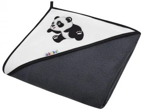 Dětská osuška s kapucí 100x100cm, froté - Panda, černá, Akuku