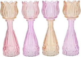 4ks pastelový mix skleněný svícen/ váza tulipán Love Tulip - Ø 7*22cm