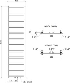 Mexen Bolt, topné těleso 1500 x 400 mm, 342 W, spodní a středové, černá, W126-1500-400-00-70