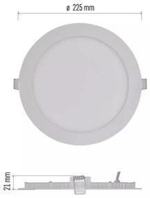 Emos lighting LED zápustný panel NEXXO ø22,5cm, 18W, kulatý, bílý Barva: Bílá, Chromatičnost: 3000K