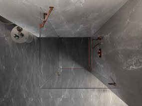 Mexen Lunar-B, pravostranný výklopný sprchový kout 90 x 90 cm, 8mm čiré sklo, profil růžové zlato, 832-090-090-60-00-P