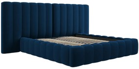 OnaDnes -20% Královsky modrá sametová dvoulůžková postel MICADONI Kelp 160 x 200 cm