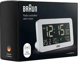 Braun BC10 bílá / Digitální budík / LCD / DCF (Rádiem řízené) / 1x AA