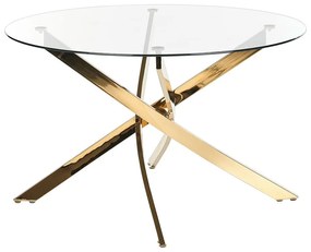 Kulatý jídelní stůl se skleněnou deskou ⌀ 120 cm zlatý MARAMO Beliani