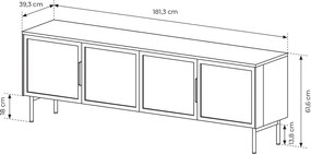 LUMI d | TV stolek RTV 181 4D + LED | 181 cm | dub dunin/černá