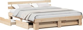 Rám postele se zásuvkou Hnědá 200 x 200 cm Masivní borové dřevo 3382262