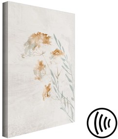 Obraz Jarní větvičky (1-dílný) svislý - rostlinná krajina na pozadí béžové