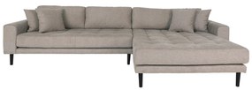 House Nordic Pohovka Lounge Sofa, pravá strana v kamenné barvě se čtyřmi polštáři a nohami z černého dřeva, HN1030