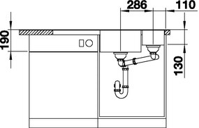 Granitový dřez Blanco AXIA III 6 S InFino káva dřez vpravo + skleněná krájecí deska, odkap. nerezová miska a excentr 523482