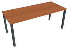 Stůl pracovní rovný 180 cm - Hobis Uni US 1800 Dekor stolové desky: třešeň, Barva nohou: černá
