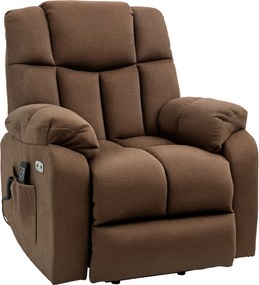 HOMCOM Elektrické televizní křeslo se stojanem Relaxační křeslo s dálkovým ovládáním s napájecím kabelem 58W Hnědá ocel Polyester 92 x 95 x 107 cm | …