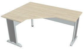 Stůl ergo lomený pravý 160×120/60 cm - Hobis Cross CEV 60 P Dekor stolové desky: akát, Dekor lamino podnože: šedá, Barva nohou: Stříbrná
