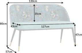 Designová lavice Jalisa 130 cm tyrkysový samet