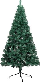 Umělý vánoční půl stromek s LED a sadou koulí zelený 150 cm 3077564