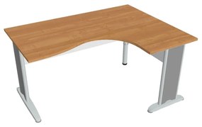 Stůl ergo vlna levý 160×120/80 cm - Hobis Cross CE 2005 L Dekor stolové desky: olše, Dekor lamino podnože: bílá, Barva nohou: Stříbrná