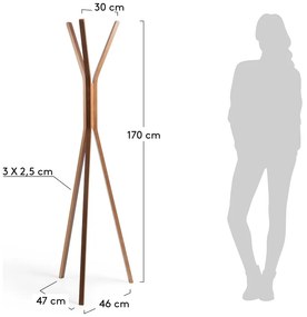 Hnědý dřevěný věšák Kave Home Chelsey 170 cm