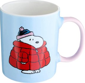 PEANUTS Hrnek Snoopy v kabátku 380 ml - sv. modrá