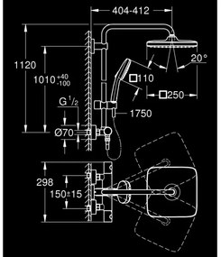 GROHE 26697001 - Sprchový systém VITALIO COMFORT 250 250 × 250 mm lesklý chrom